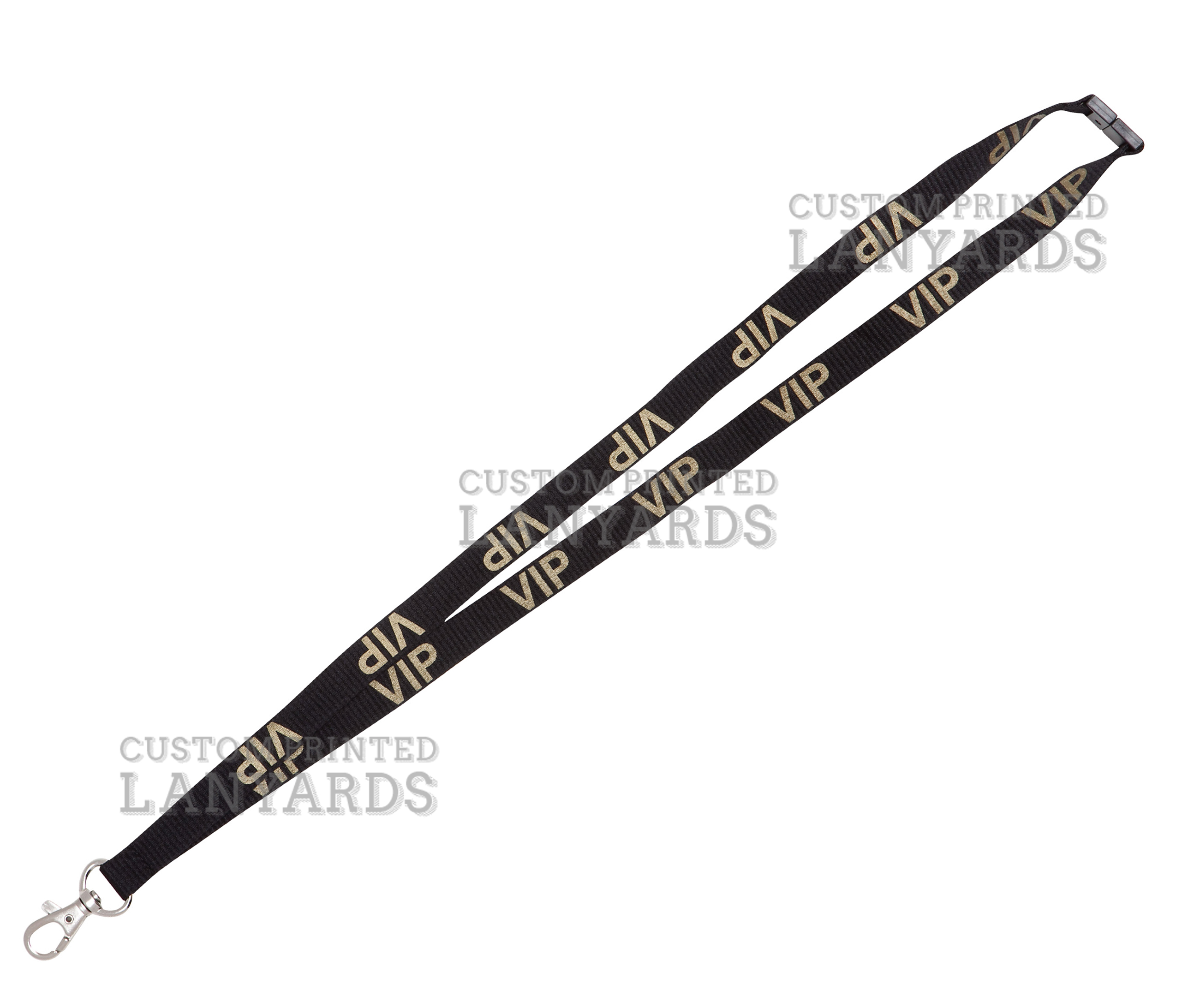 Gold Printed VIP Lanyards have a black background to make the print pop ...